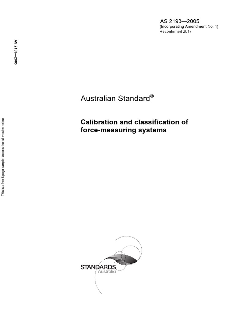 Reference Standar of Calibration and Classification of Force Measuring ...