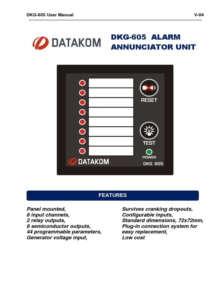 Dkg-605 Alarm Annunciator Unit: DKG-605 User Manual V-04 | PDF | Relay ...