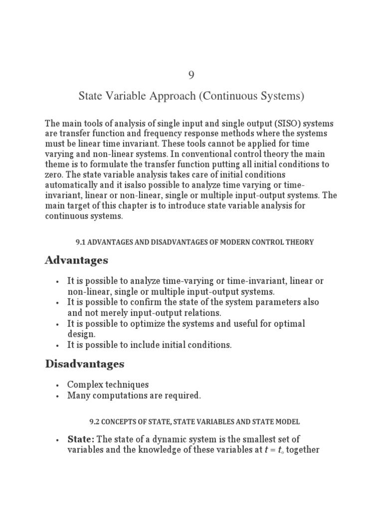 9 State Variable Approach (Continuous Systems) : Advantages | Download Free PDF | Eigenvalues ...
