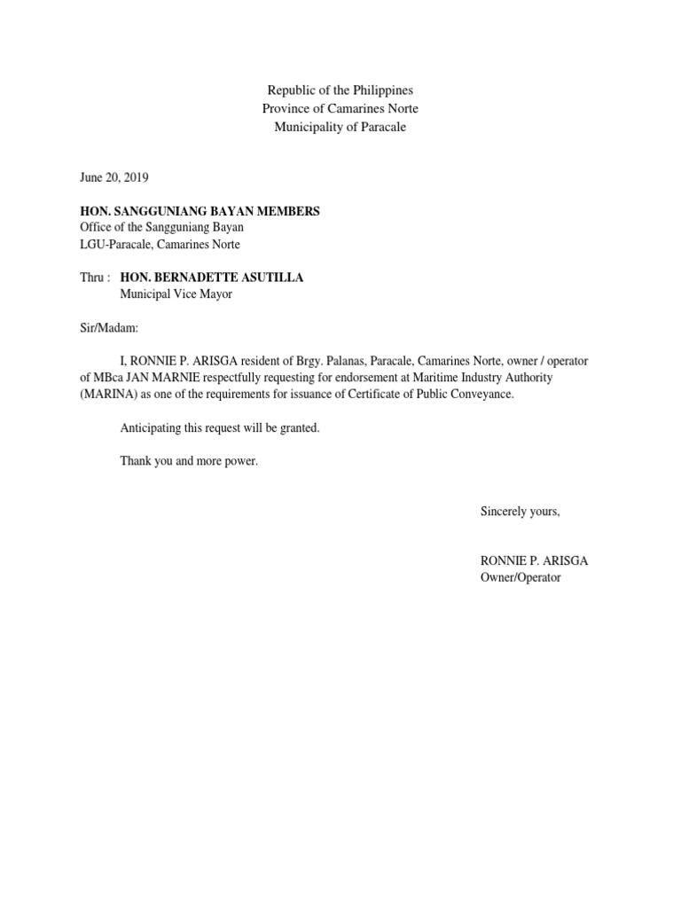 Republic of The Philippines Province of Camarines Norte Municipality of ...