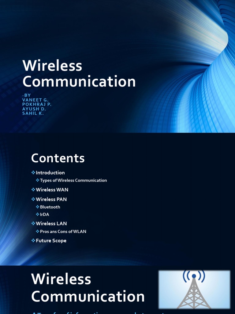 Wireless Communication: - B Y Vaneetg. Pokhrajp. Ayush D. Sahil K | PDF ...