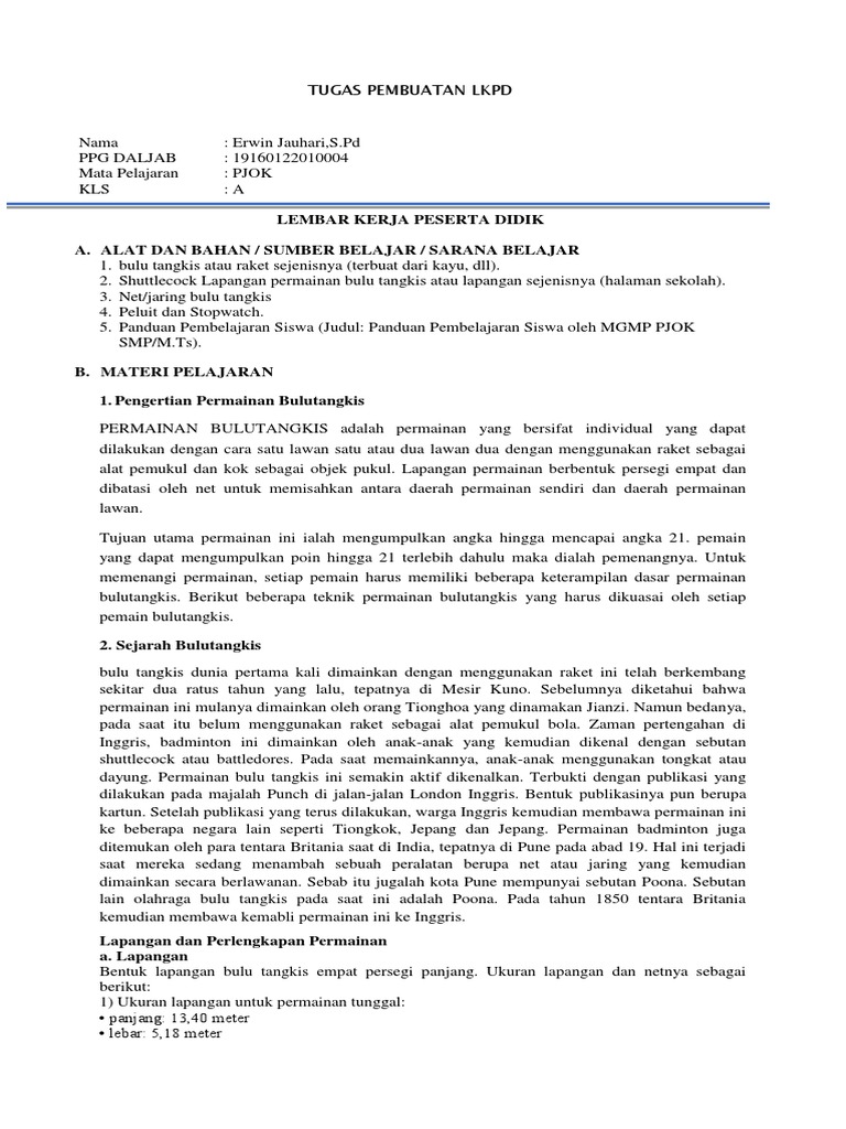 LKPD | PDF | Olahraga & Rekreasi