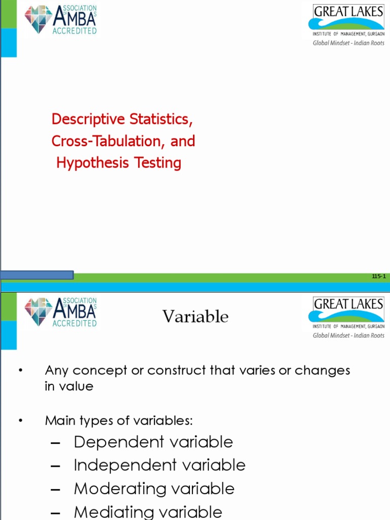 Descriptive Statistics, Cross-Tabulation, and Hypothesis Testing | PDF ...