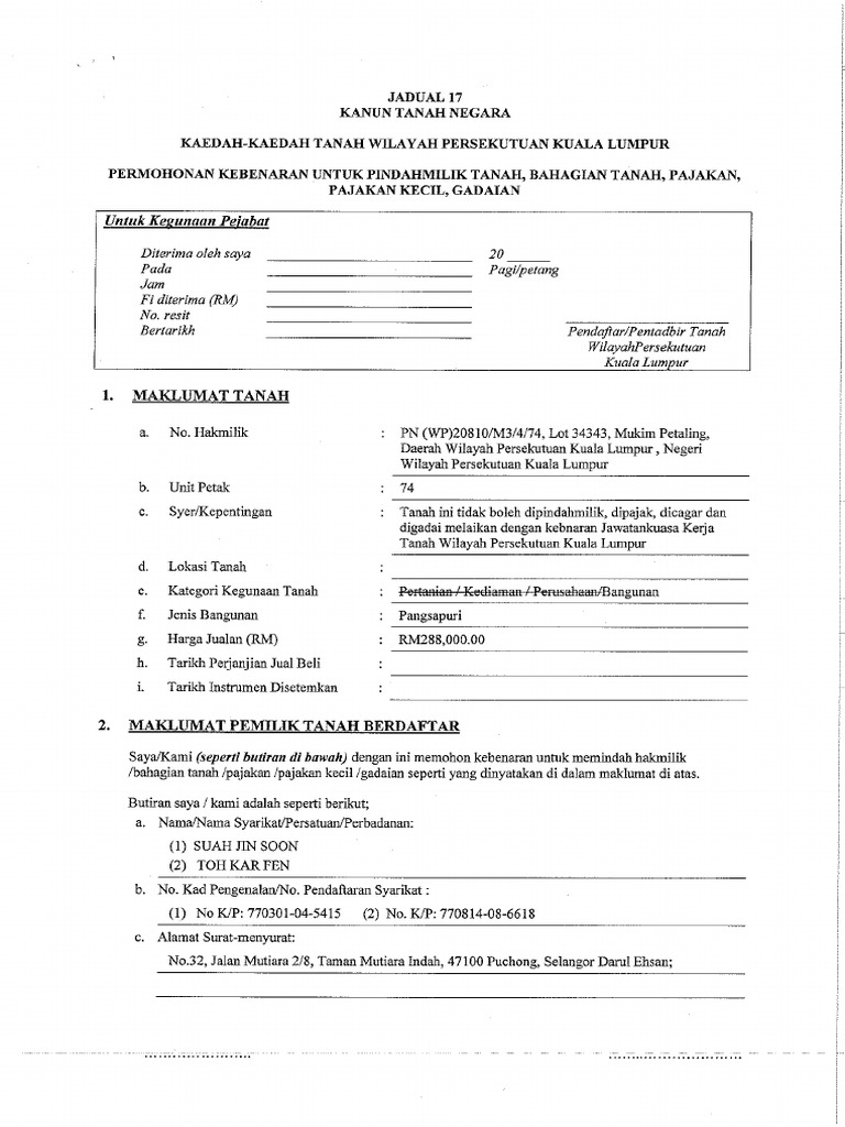 Sample Jadual 17 PDF | PDF