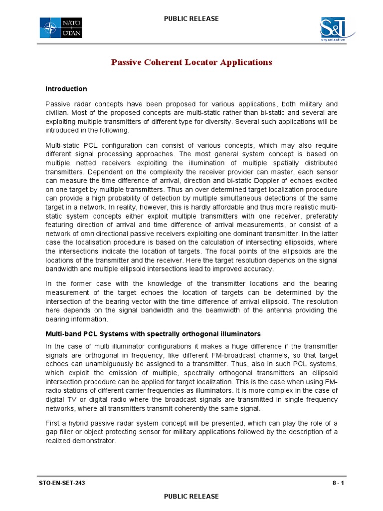 Passive Coherent Locator Applications: Public Release | PDF | Signals ...