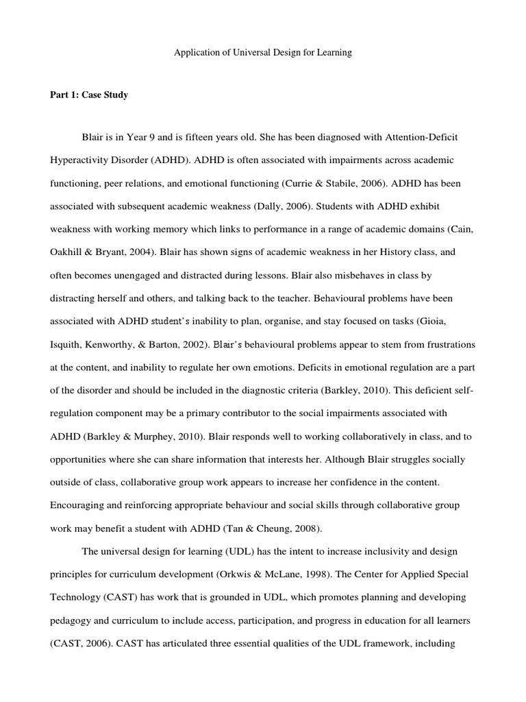 Part 1: Case Study: Application of Universal Design For Learning | PDF ...