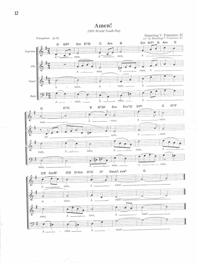 Amen: World Youth Day 1995 Chords | PDF