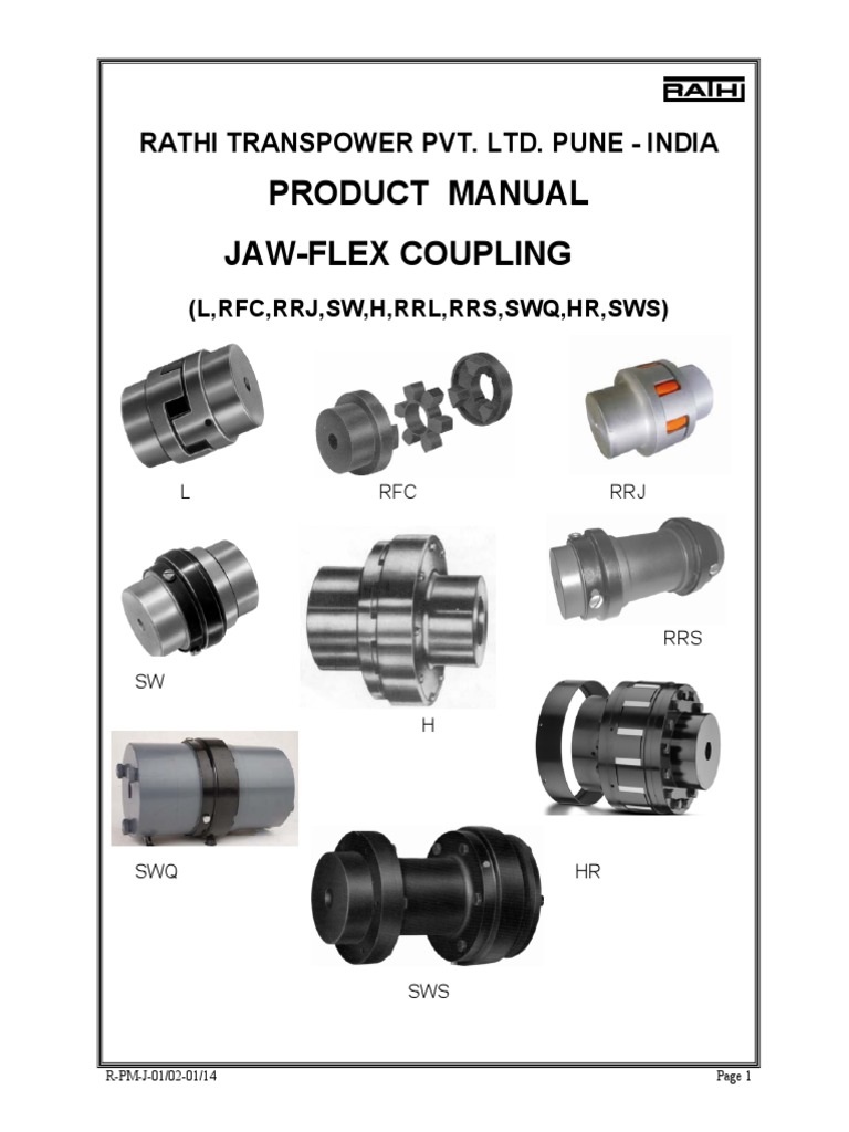 Product Manual for Jaw-Flex Coupling: Types, Construction Details ...