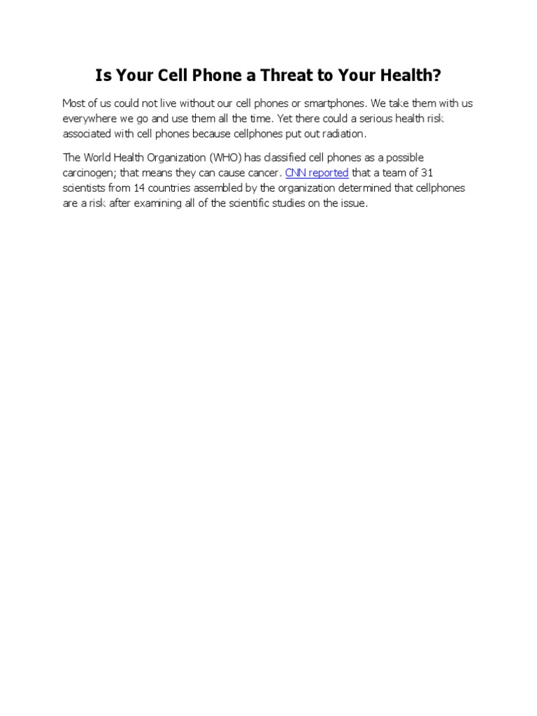 Cell Phone Radiation Health Risks | PDF | Mobile Phones | Smartphone