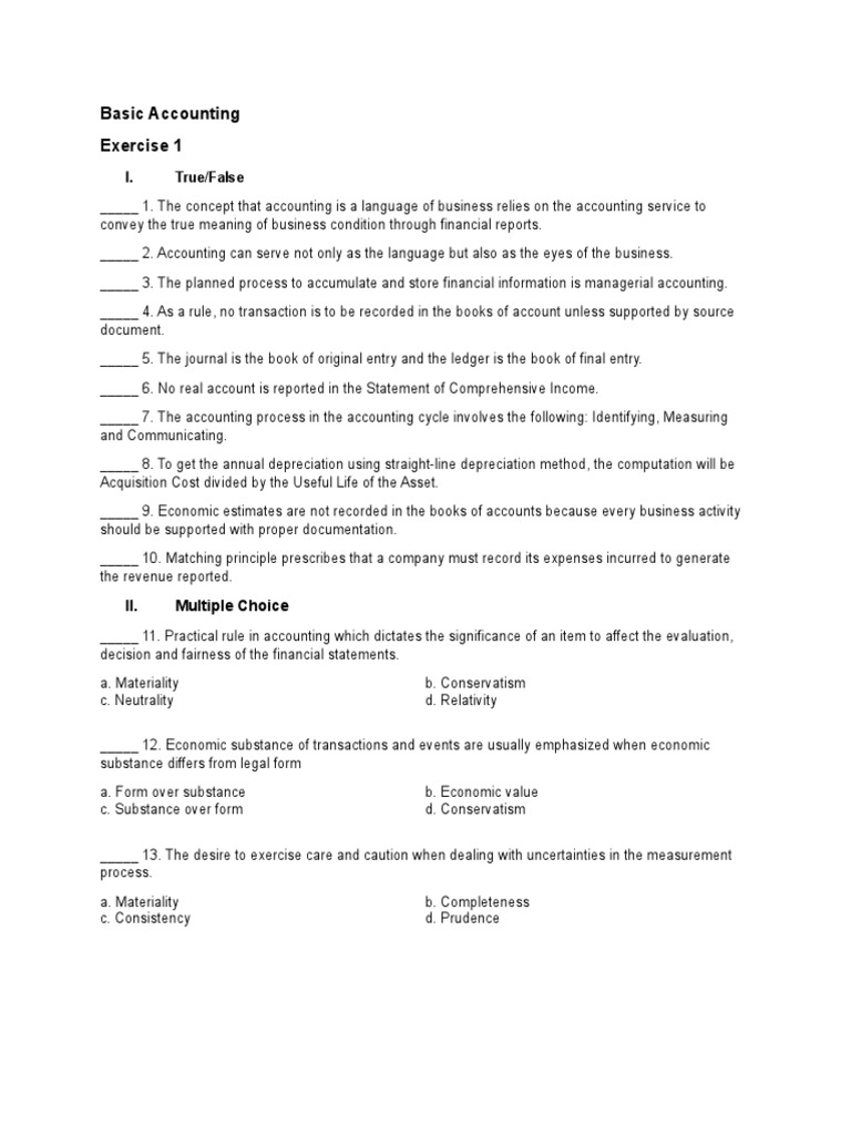 Basic Accounting Exercises | PDF | Financial Statement | Accounting