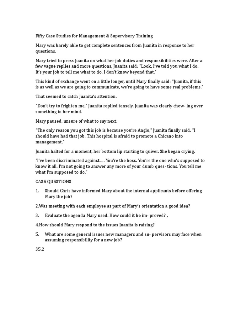 Management Training Case Studies Guide | PDF | Self-Improvement