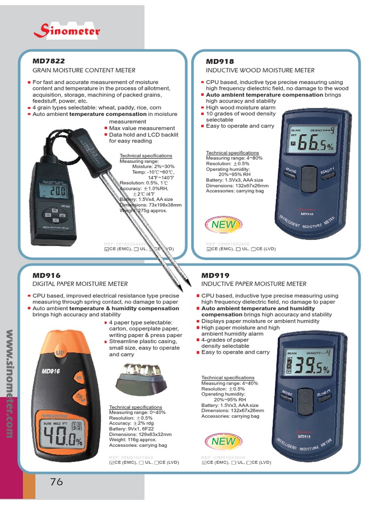Sinometer Moisture Meters PDF | PDF | Paper | Accuracy And Precision