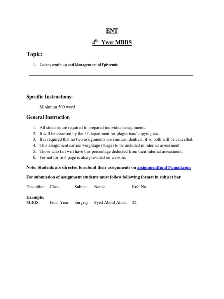 ENT MBBS: Epistemic Causes & Management | PDF | Business