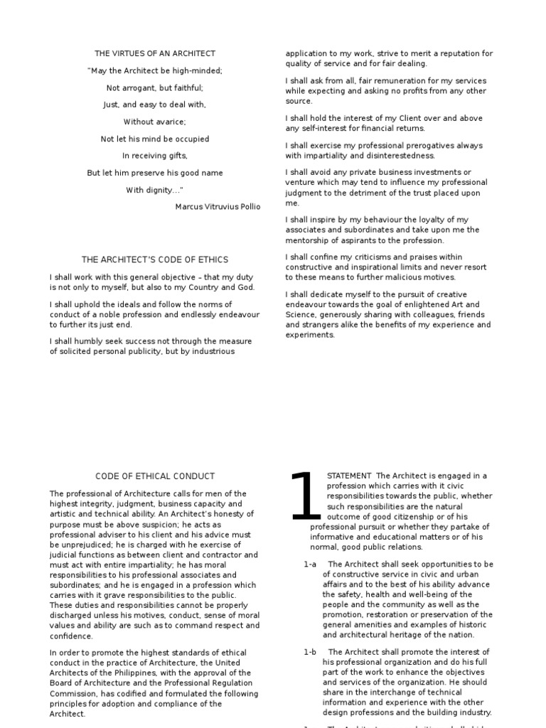 The Architect S Code of Ethics | PDF | Architect | Profession