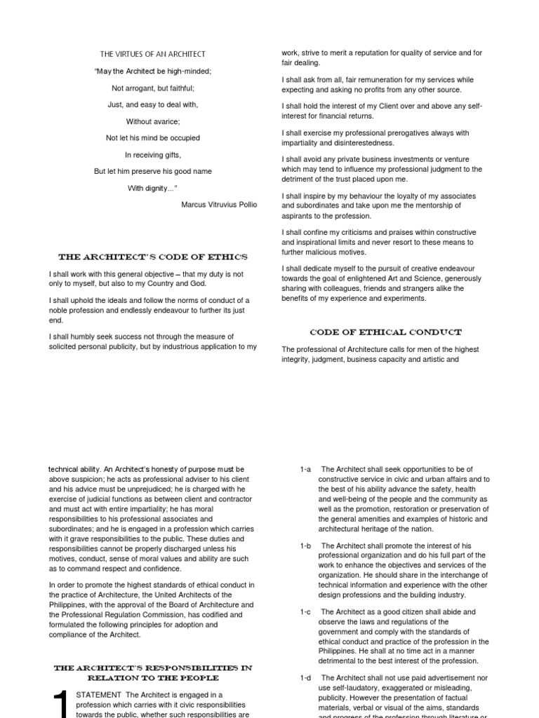 The Architect S Code of Ethics | PDF | Architect | General Contractor