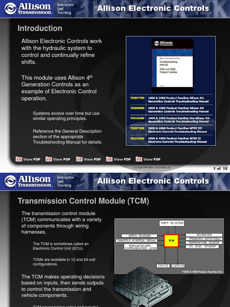 Allison Electronic Controls Overview | PDF | Transmission (Mechanics ...