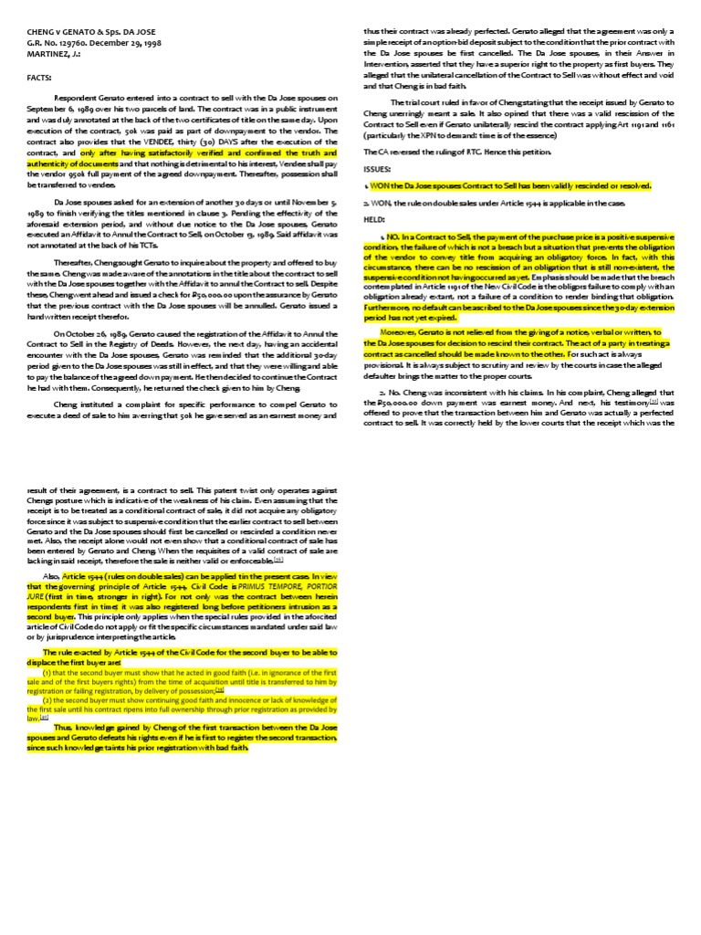 1.1.1. Cheng V Genato - Digest | PDF | Receipt | Ownership