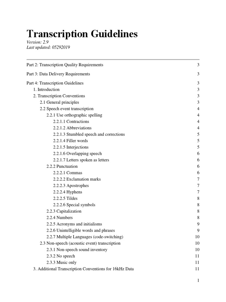 Transcription Guidelines | PDF | Punctuation | Acronym