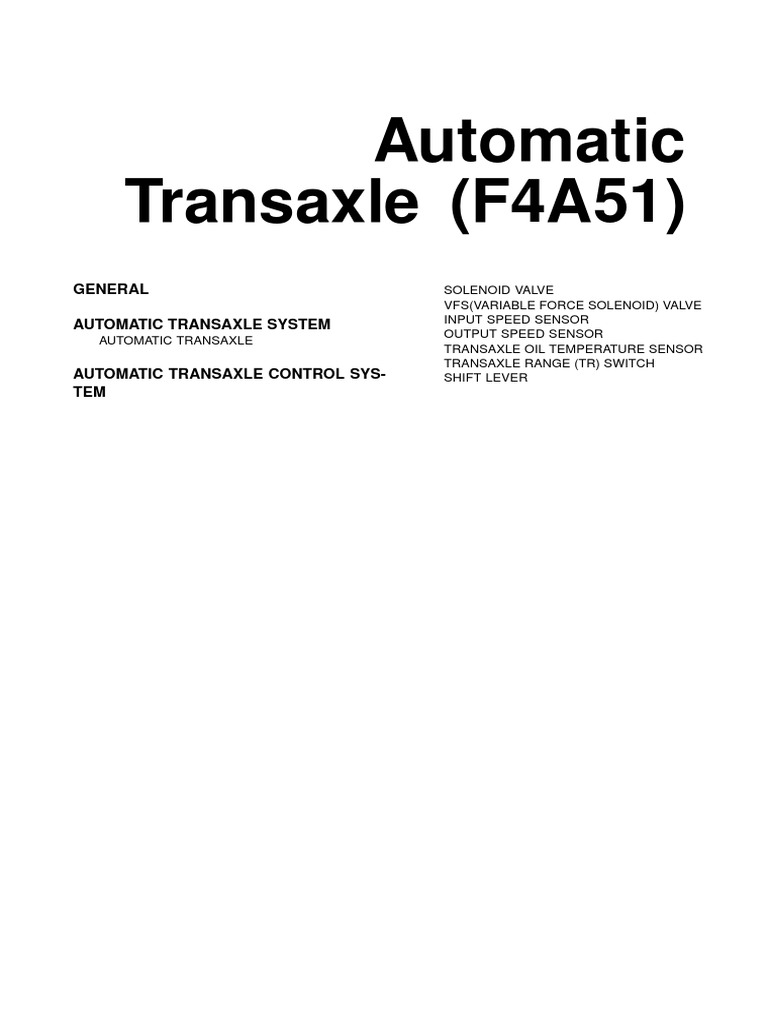 Automatic Transaxle (F4A51) | PDF | Automatic Transmission ...