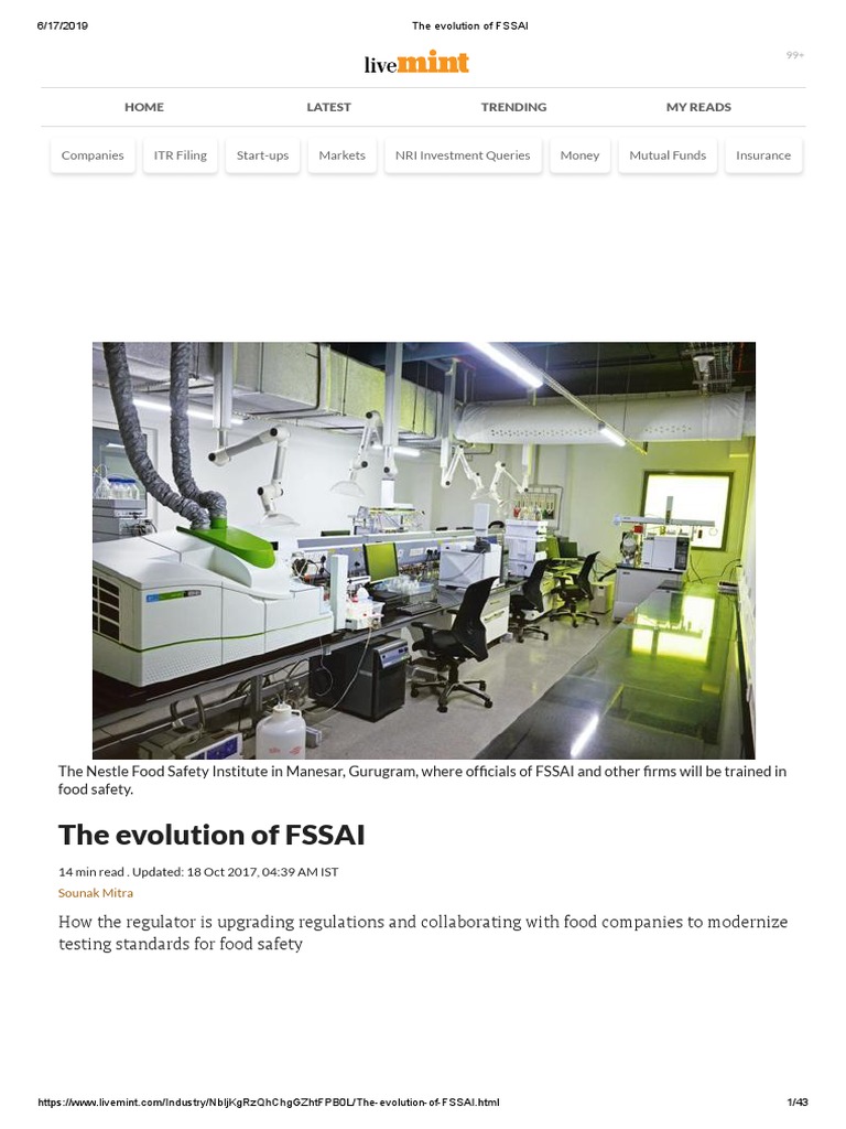 The Evolution of FSSAI | PDF | Nestlé | Food Safety