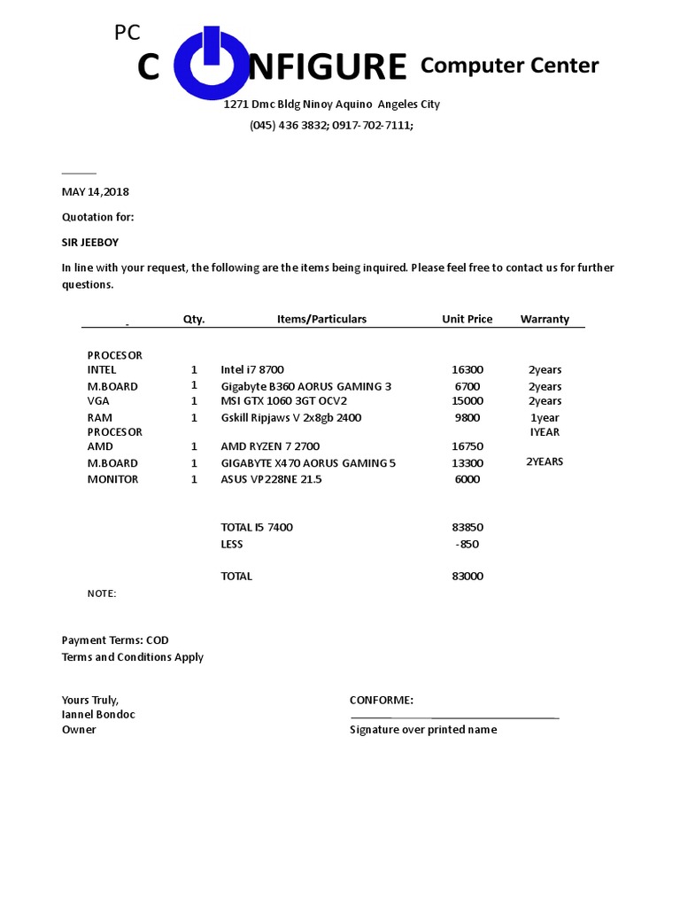 Quotation Computer | PDF