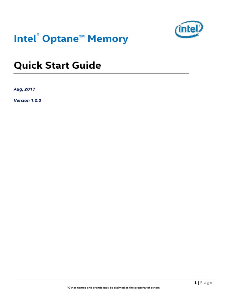 Intel Optane™ Memory: Quick Start Guide | PDF | Bios | Digital Electronics