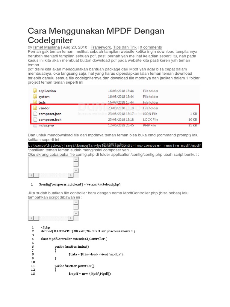 Cara Menggunakan MPDF Dengan CodeIgniter | PDF