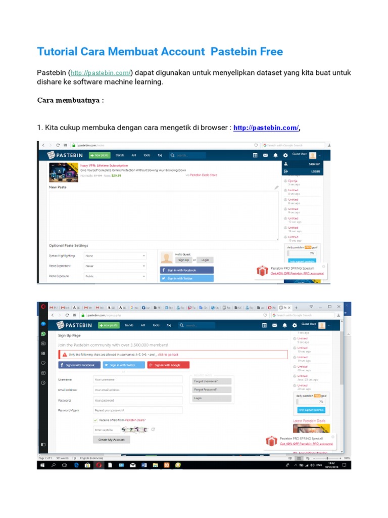 Tutorial Cara Membuat Account Pastebin F | PDF | Bisnis