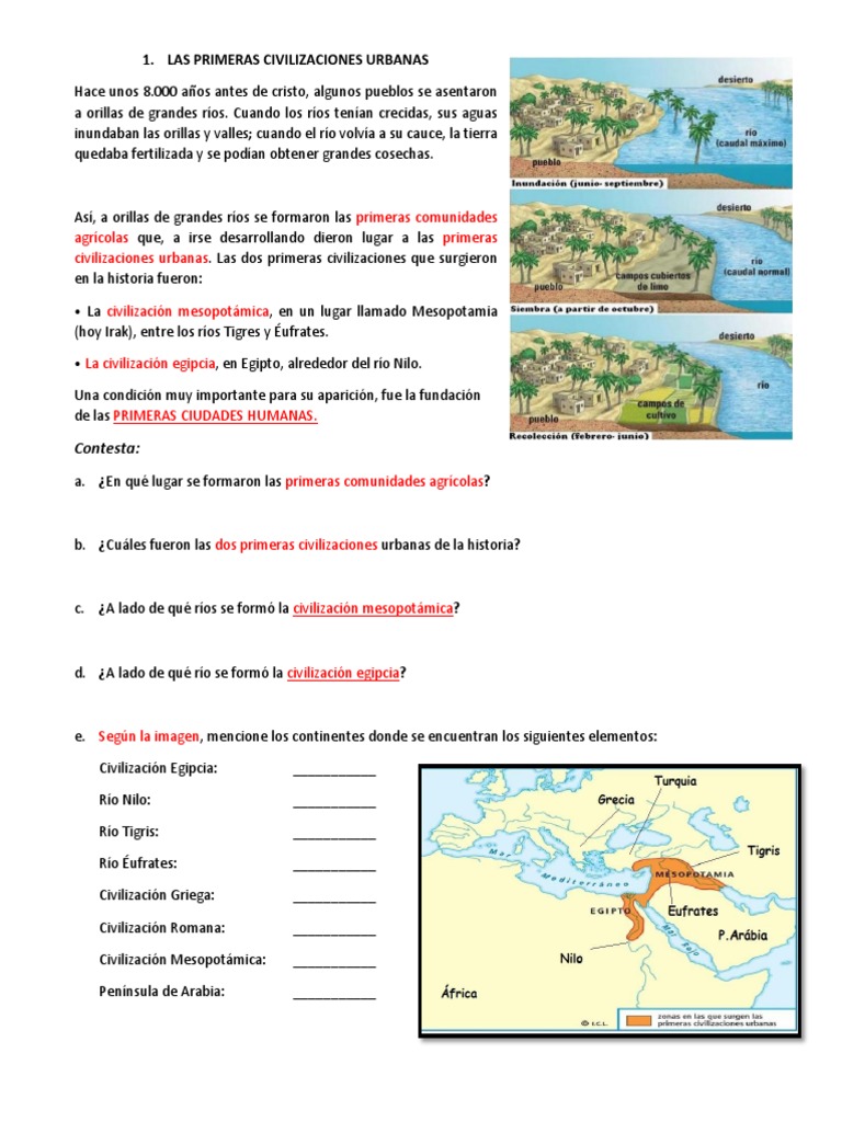 Las Primeras Civilizaciones Urbanas | PDF | Antiguo Egipto | Mesopotamia