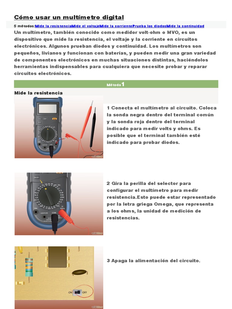 Cómo usar un multímetro digital | PDF | Resistencia Eléctrica y ...