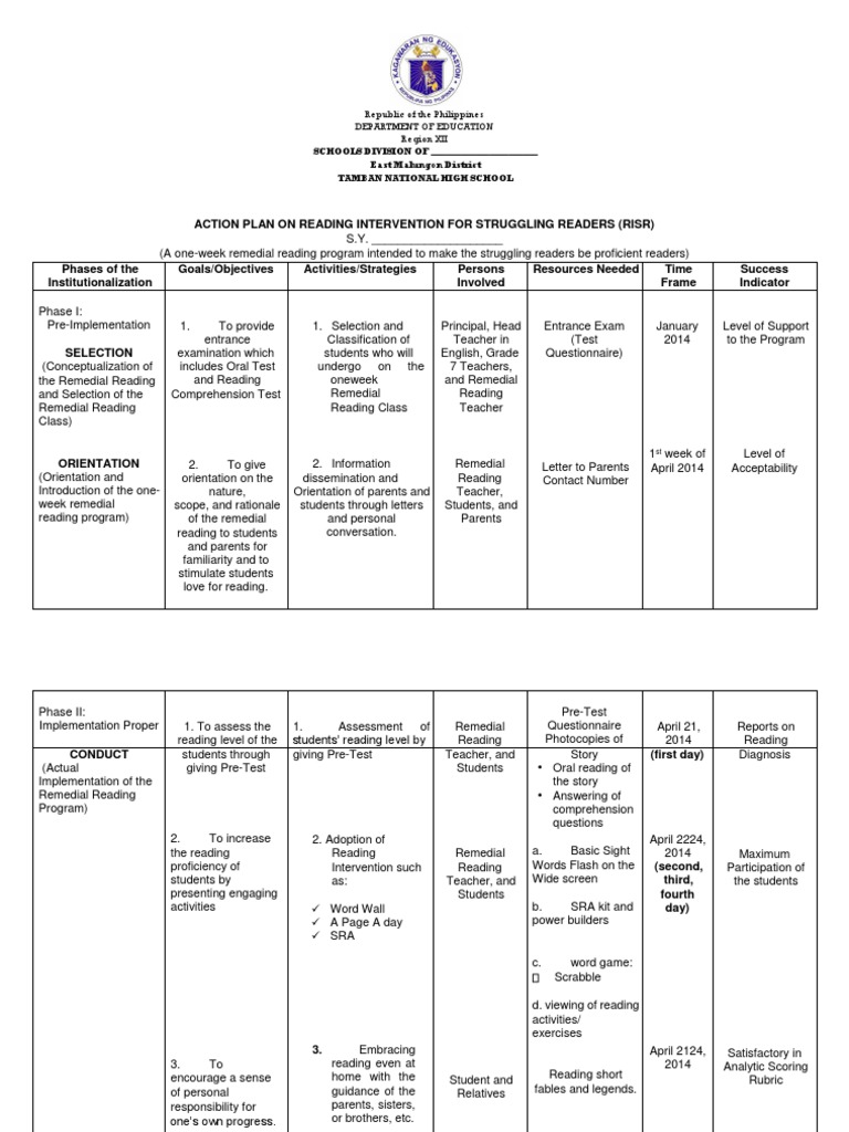 action-plan-reading-pdf-reading-comprehension-test-assessment