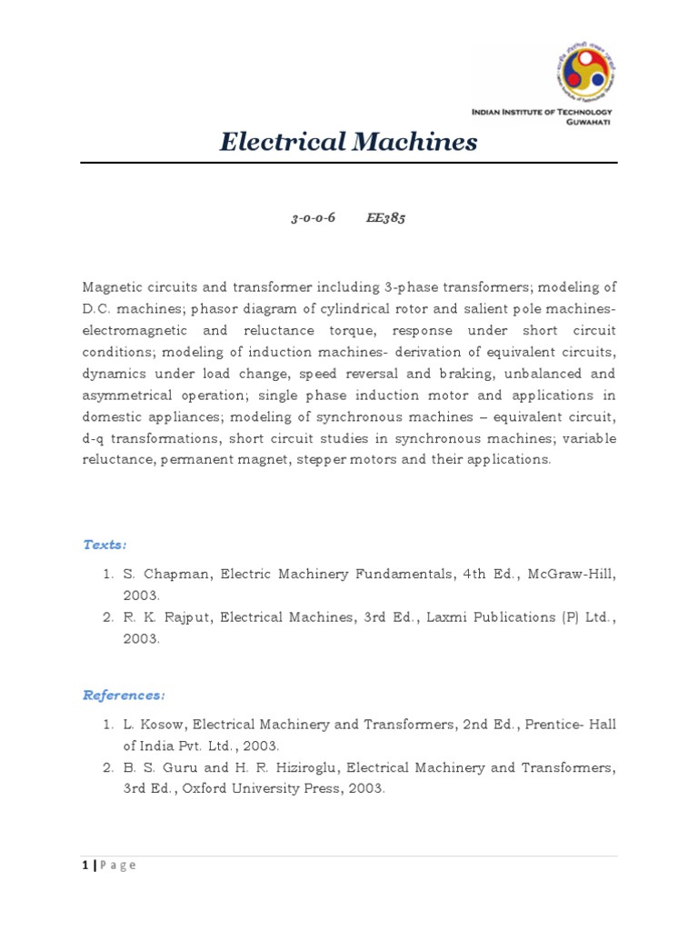 Electrical Machines | PDF | Electric Motor | Electrodynamics