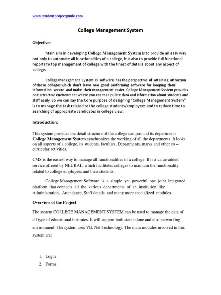 College Management System Overview | PDF | Digital Technology | Areas ...
