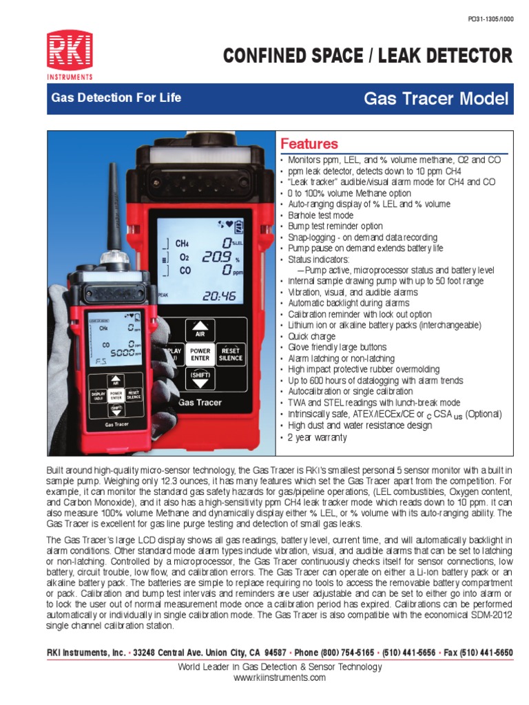 Confined Space / Leak Detector: Gas Tracer Model | PDF | Gases | Chemistry