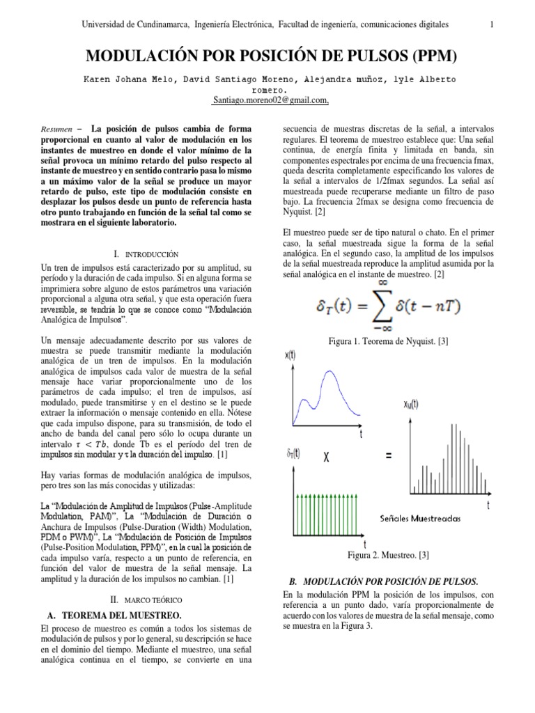 Modulación por posición de pulsos (PPM): Teoría, simulación y ...