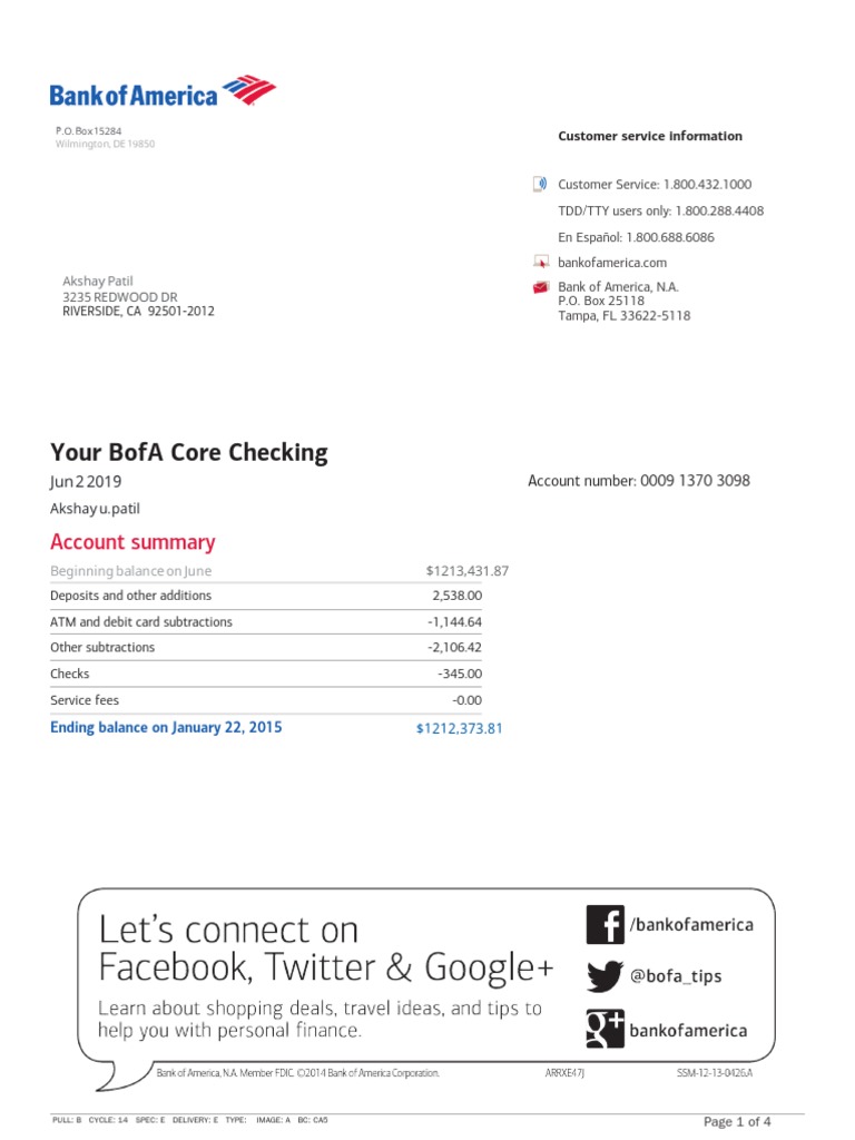 BofA 1 15 Statement PDF | PDF