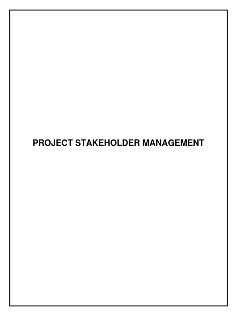 Project Stakeholder Management Pdf Data Analysis Decision Making