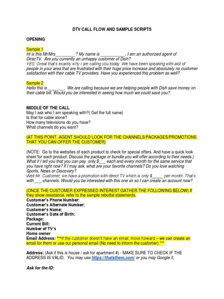 DirecTV Sales Call Flow and Scripts: A Guide to Successful Lead ...