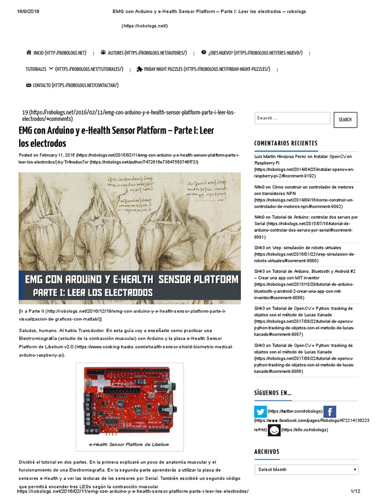 EMG Con Arduino y E-Health Sensor Platform - Parte I - Leer Los ...