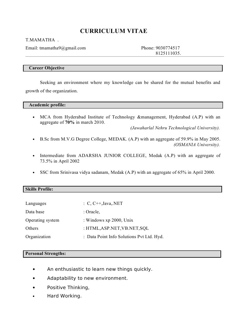 Curriculum Vitae: Career Objective | PDF | Advertising | Computing