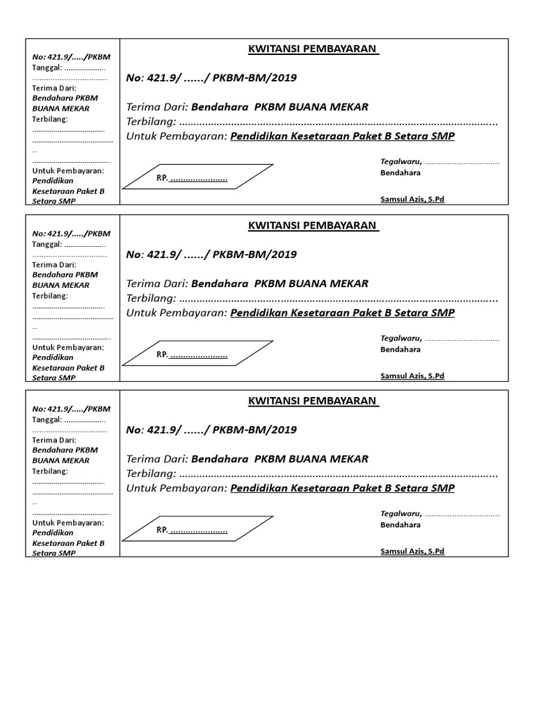 Form Kosong Kwitansi | PDF