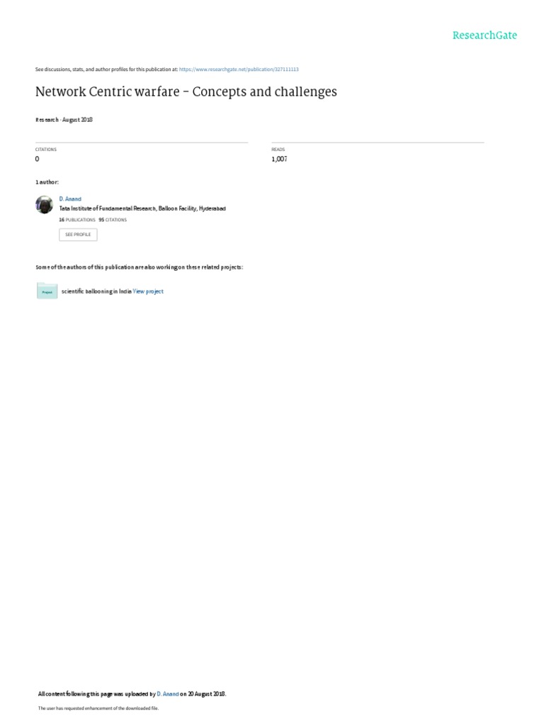 Network Centric Warfare - Concepts and Challenges: August 2018 | PDF | Command And Control ...