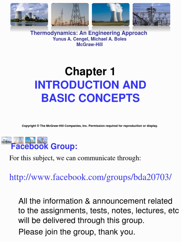 Introduction and Basic Concepts: Thermodynamics: An Engineering Approach | PDF | Thermodynamic ...