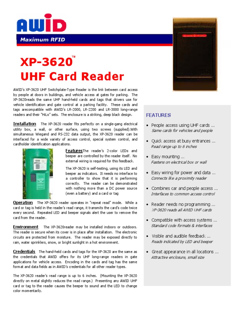 Awid XP-3620 Reader | PDF | Power Supply | Direct Current