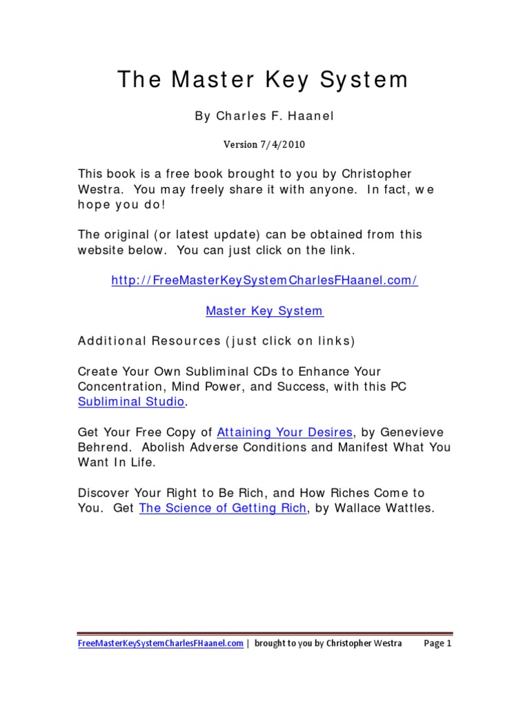 Free Master Key System | PDF