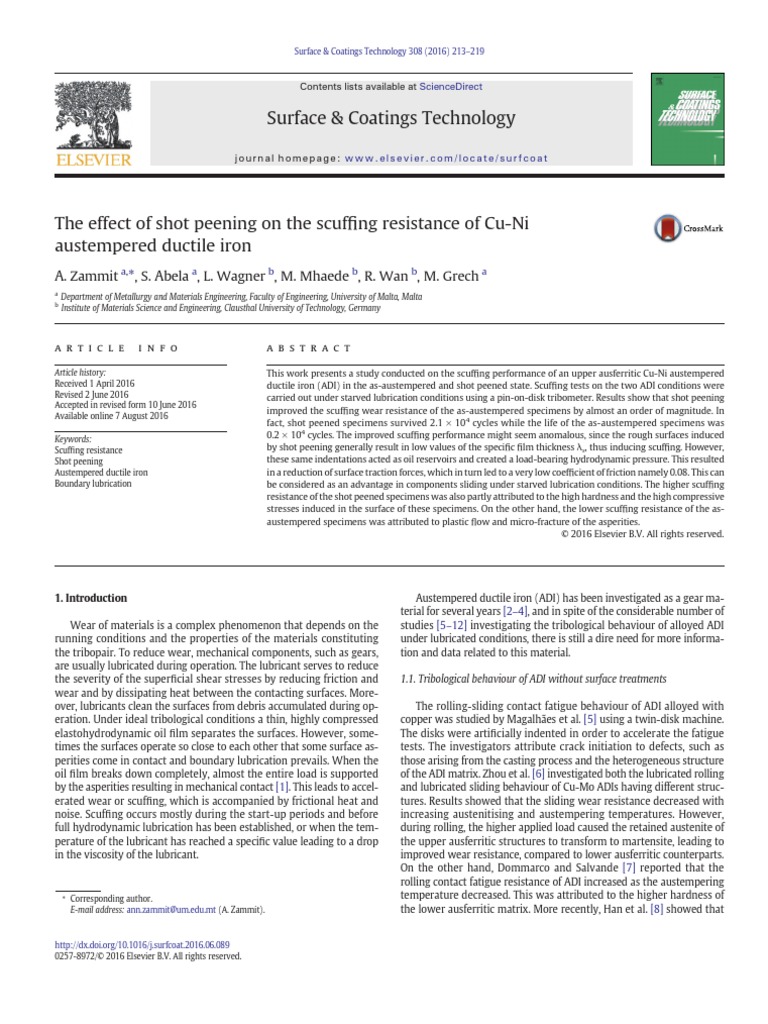 The Effect of Shot Peening On The Scuffing Resistance of Cu-Ni | PDF ...