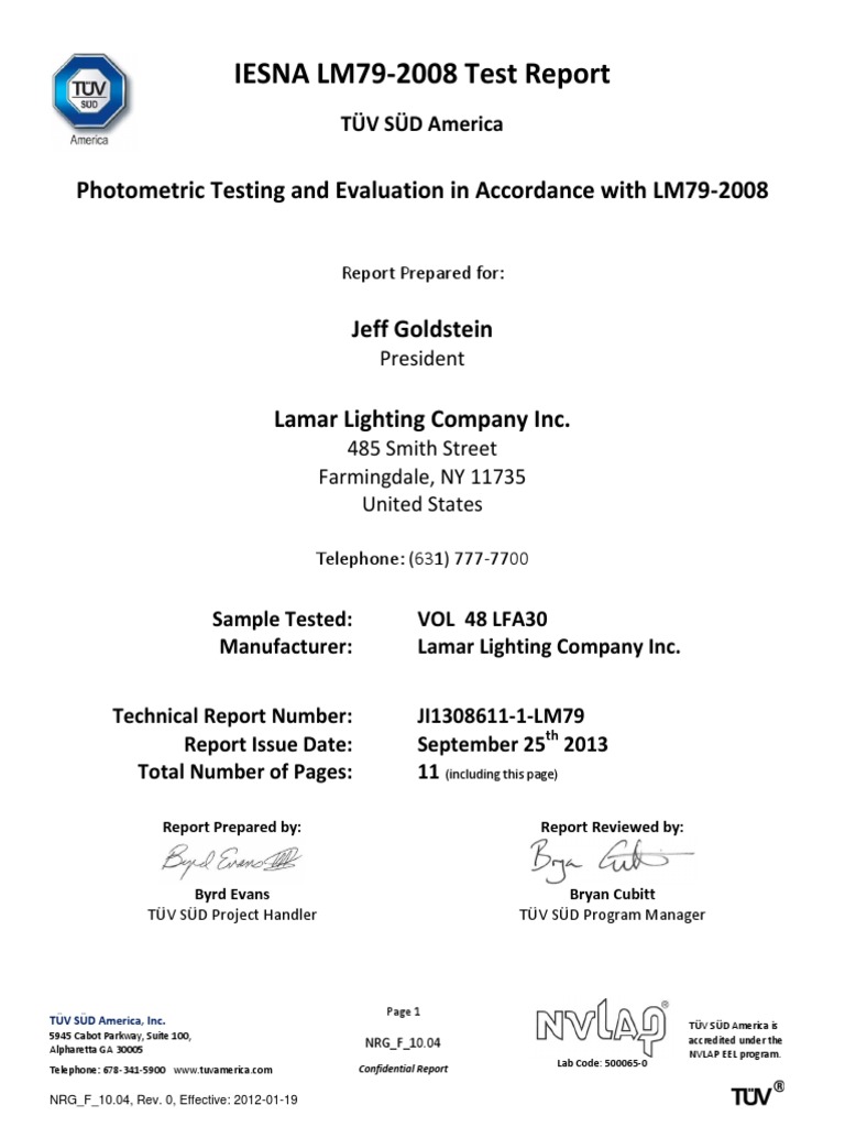 IESNA LM79-2008 Test Report: Photometric Testing and Evaluation in ...
