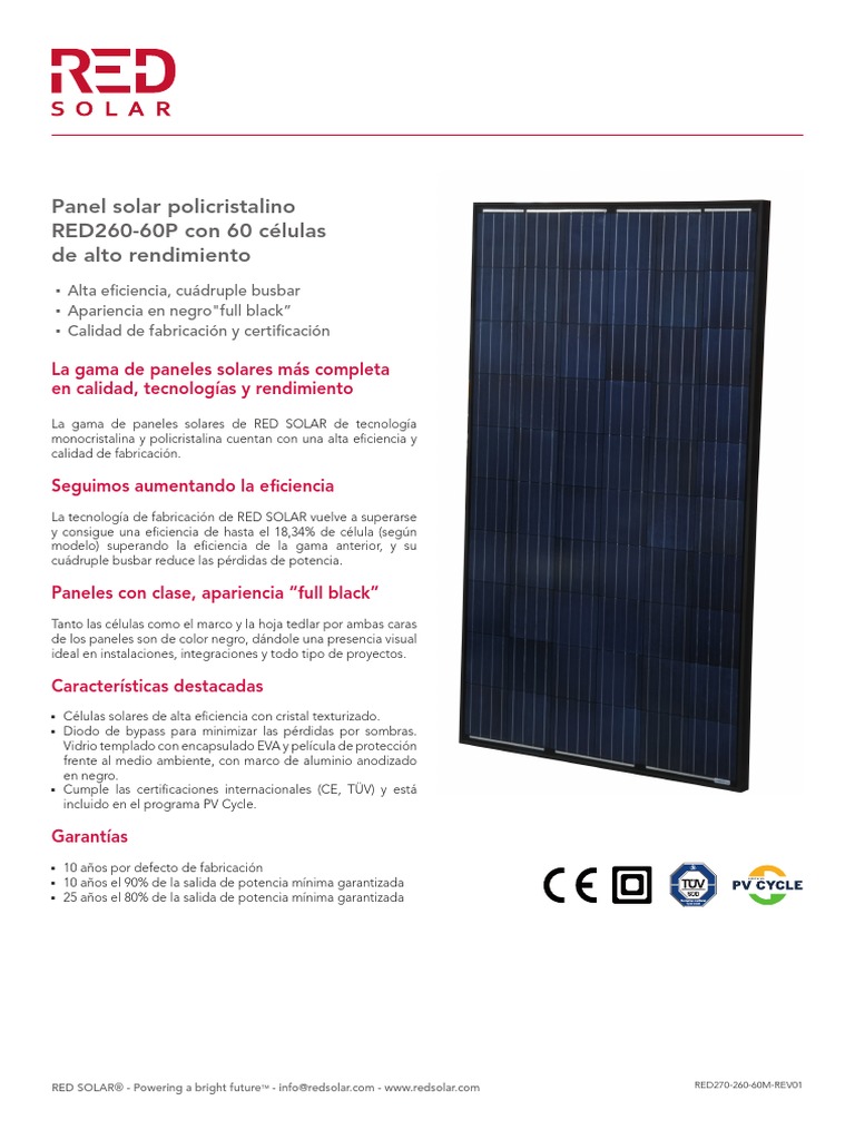 Anexo 4.) Ficha Tecnica de Los Paneles FV | PDF | Panel solar | Bienes ...