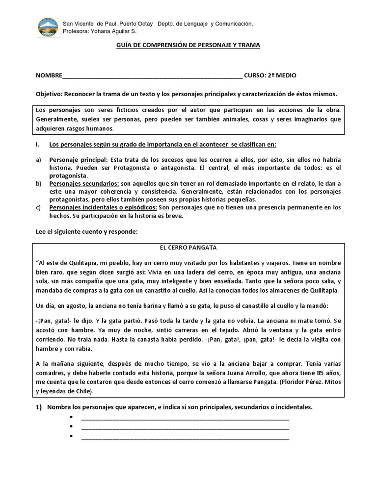 Guia de Repaso Personaje y Trama | PDF | Gatos