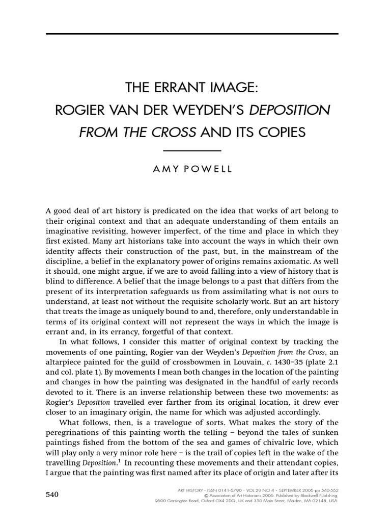 Powell, The Errant Image Rogier Van Der Weyden | PDF | Paintings